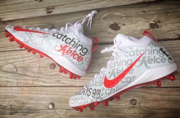 Travis Kelce’s “Catching Kelce” Custom Nike Football Cleats ...